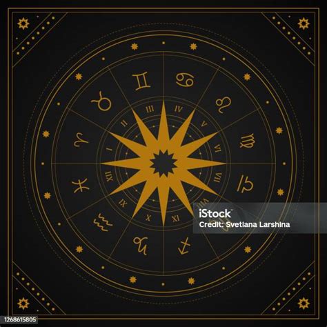 보헤미안 스타일의 조디악 사인이있는 점성술 바퀴 신비와 난해 별자리 벡터 일러스트레이션 영적 타로 포스터 매직 오컬트 타로 카드 점성술에 대한 스톡 벡터 아트 및 기타