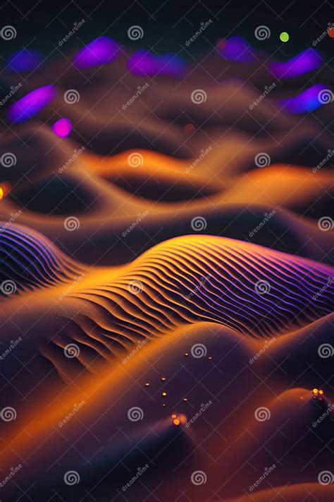 Abstract 3d Rendering Of Wavy Surface With Bokeh Lights Stock Illustration Illustration Of