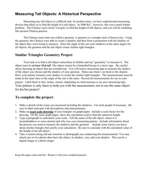 Measuring Tall Objects A Historical Perspective