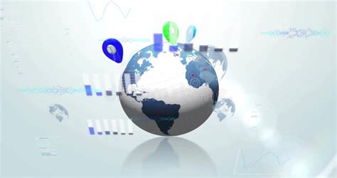 Visualizing Global Data With Location Markers And Graphs Over Rotating