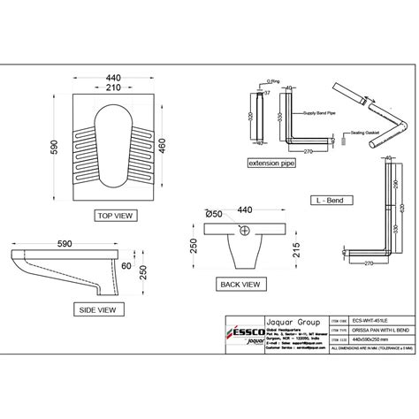 Essco Orrisa Pan Indian Toilet Seat With L Bend And Extension