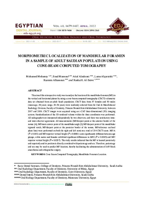 Pdf Morphometric Localization Of Mandibular Foramen In A Sample Of Adult Saudian Population