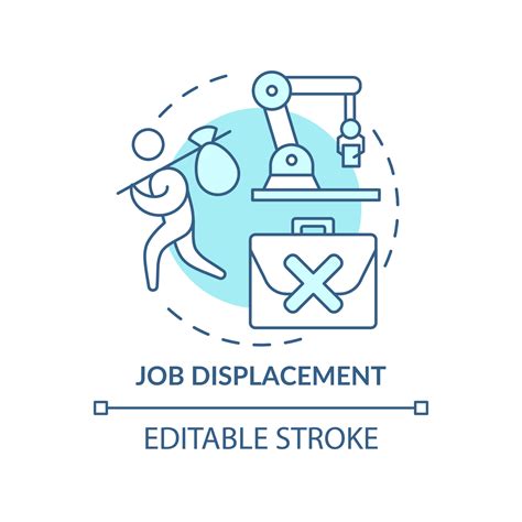 Job Displacement Blue Concept Icon Negative Automation Impact On