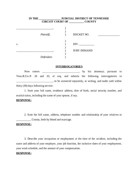 Interrogatories From Defendant Doc Template Pdffiller