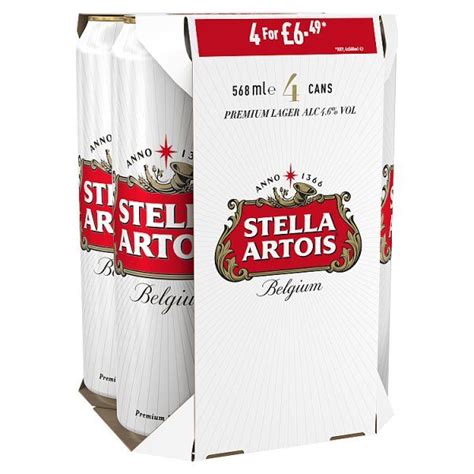 Stella Artois Belgium Premium Lager Beer Cans 4 X 568ml Case Of 6 Beer