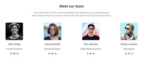 Landing Page Team Sections Bootstrap 5 And Material Design