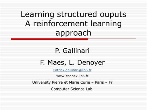 Ppt Learning Structured Ouputs A Reinforcement Learning Approach Powerpoint Presentation Id