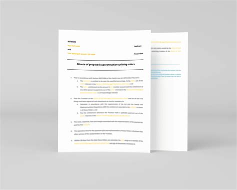 Superannuation Splitting Order Example Template For Smsf
