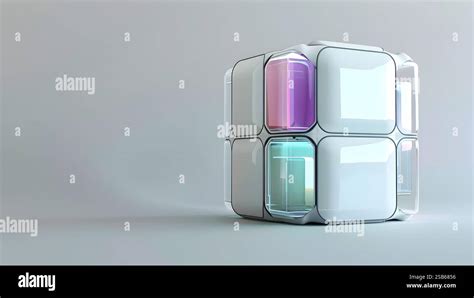 This Image Depicts A Visually Striking Modular Cuboid Shaped Sculpture With A Futuristic