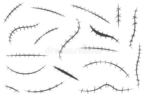 Skin Scars And Stitch Vector Illustrations Simple Black Medical Icons