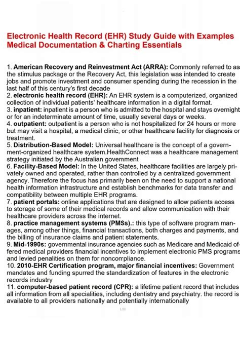 Electronic Health Record Ehr Study Guide With Examples Medical