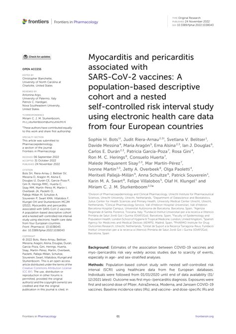 Pdf Myocarditis And Pericarditis Associated With Sars Cov 2 Vaccines