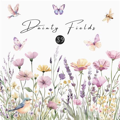 Dainty Flower Clipart Watercolor Floral Border Spring Flowers