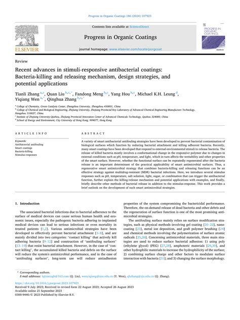 Pdf Recent Advances In Stimuli Responsive Antibacterial Coatings Bacteria Killing And