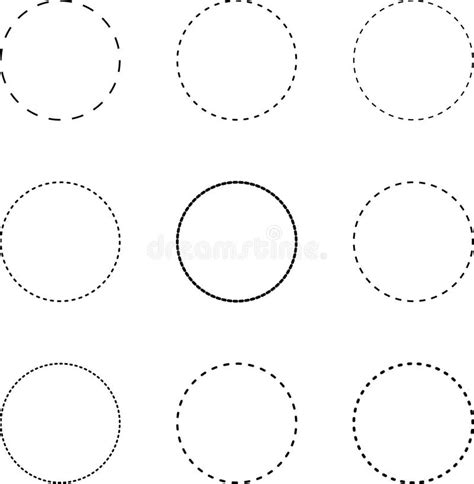 Dotted Line Circle Frame Vector Dashed Outline Design Of Border Icon