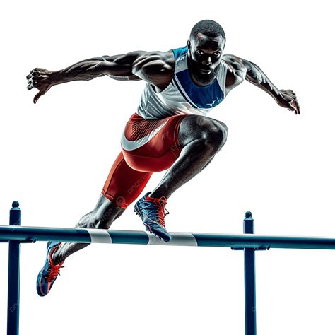 Track And Field Athlete Jumping Hurdle Track And Field Athlete