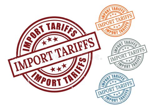 Import Tariffs Grunge Rubber Stamp Collection Customs Duty Regulation