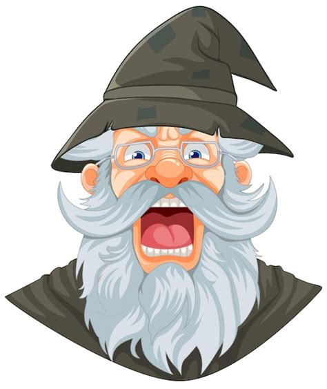 Boze Oude Man Met Tovenaarshoed Gratis Vector