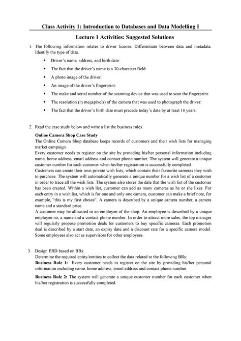Class Activity 1 A2021 Class Activity 1 Introduction To Databases