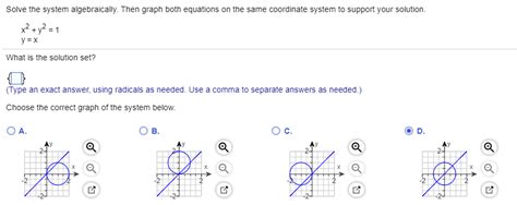 Solved Solve The System Algebraically Then Graph Both Chegg