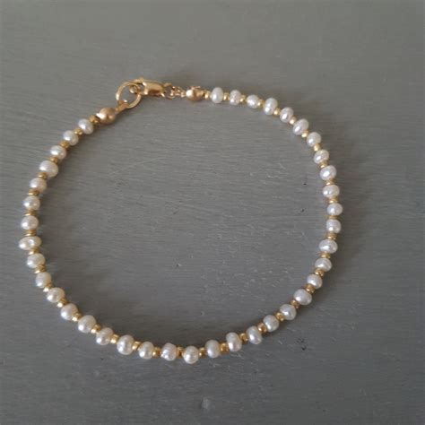 Small Freshwater Pearl Bracelet 14k Gold Fill Or Sterling Silver Tiny