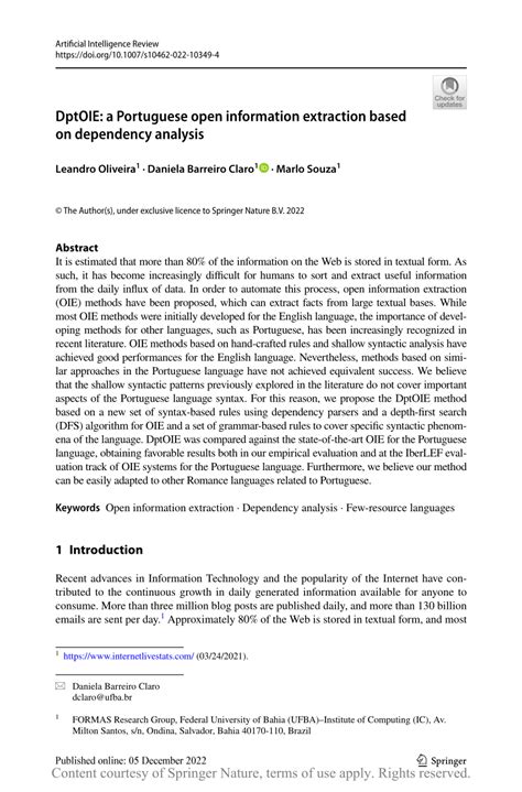 Dptoie A Portuguese Open Information Extraction Based On Dependency Analysis Request Pdf
