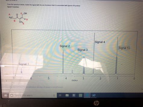 solved from the spectrum below match the signal with the