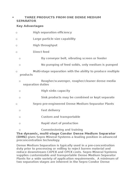 Dense Medium Separator Pdf