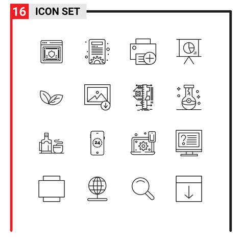 Set Of 16 Vector Outlines On Grid For Growth Presentation Add Marketing Hardware Editable Vector