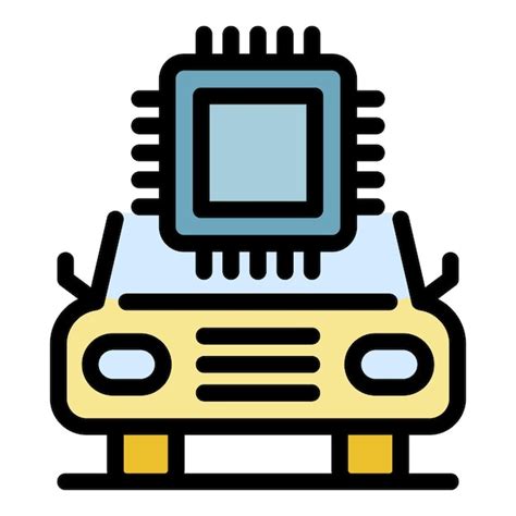 premium vector smart car processor icon outline smart car processor vector icon color flat