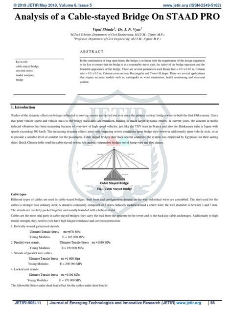 Cable Bridge Using Staad Pro Pdf Deformation Engineering Bridge