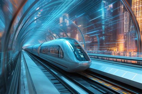 A Futuristic 3d Background Of A High Speed Hyperloop Station Where