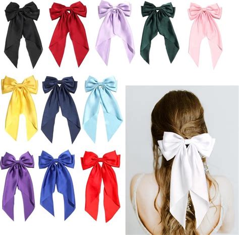 12x Grote Haarstrikken Met Lange Staart Franse Haarspeld Clips Voor Dames En Meisjes Bol