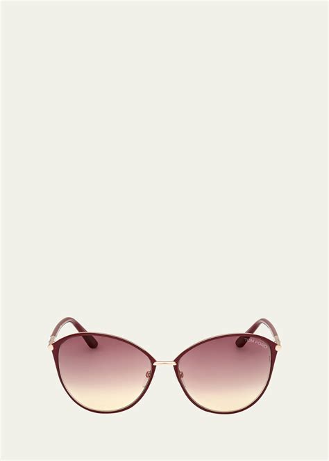 Tom Ford Penelope Metal And Acetate Butterfly Sunglasses Redobordg
