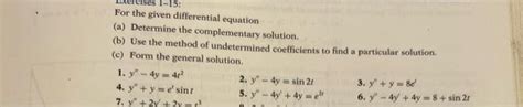 Solved Exercises For The Given Differential Equation Chegg