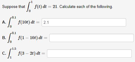 Solved Suppose That 01f T Dt 21 Calculate Each Of The Chegg Com