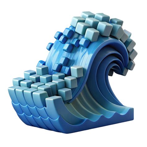 Extraordinary Rustic Data Wave Cubes Flowing In An Ocean Current