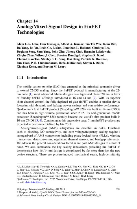pdf analog mixed signal design in finfet technologies