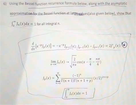 Solved Using The Bessel Function Recurrence Formula Below