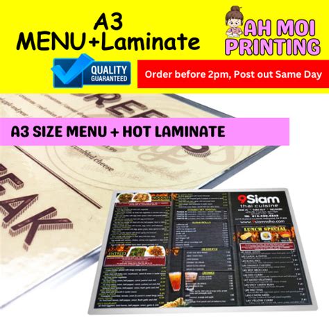 Print A3 Menu Laminate Restaurant Menu A3 Shopee Malaysia