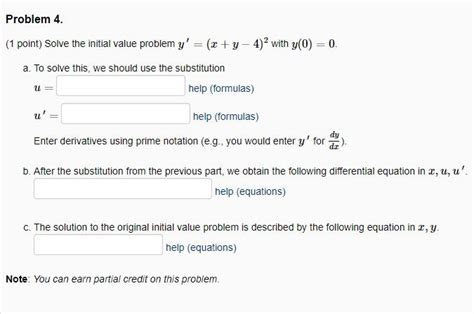 Solved Problem 4 1 Point Solve The Initial Value Problem