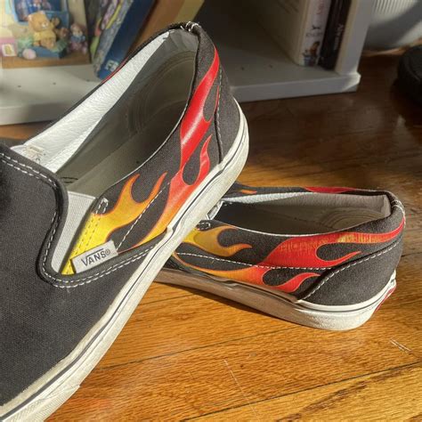 Preloved Vans Flame Slip On Shoes Description Depop