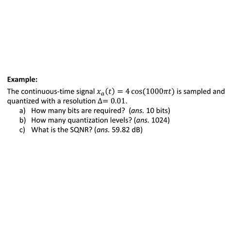 solved example the continuous time signal xa t 4cos 1000πt