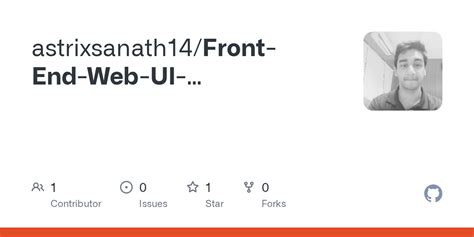 Github Astrixsanath14front End Web Ui Frameworks And Tools