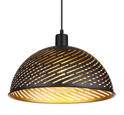 Globo Lenna Single Black And Gold Pendant Light Living Lights