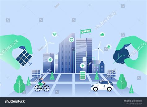 Smart Sustainable Cities Illustration Background Stock Vector Royalty Free 2464967977