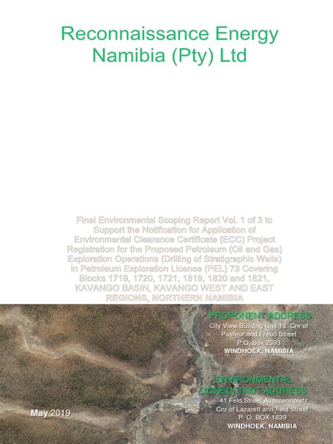 Annex 1 Eia Report Report For Drilling In Pel 73 Blocks 1819 And 1820 Kavango East And West