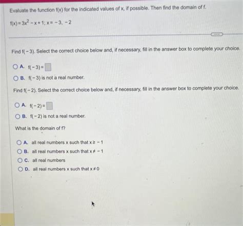Solved Evaluate The Function Fx For The Indicated Values