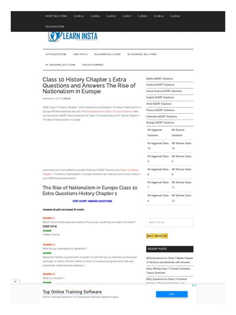 Learninsta Com Extra Questions For Class 10 Social Science History Chapter 1 Pdf