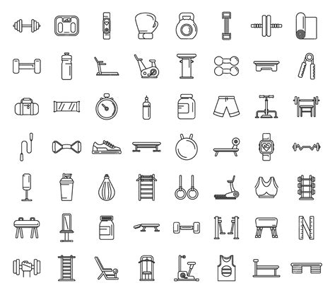 Premium Vector Fitness Equipment Icons Set Outline Vector Active Gym